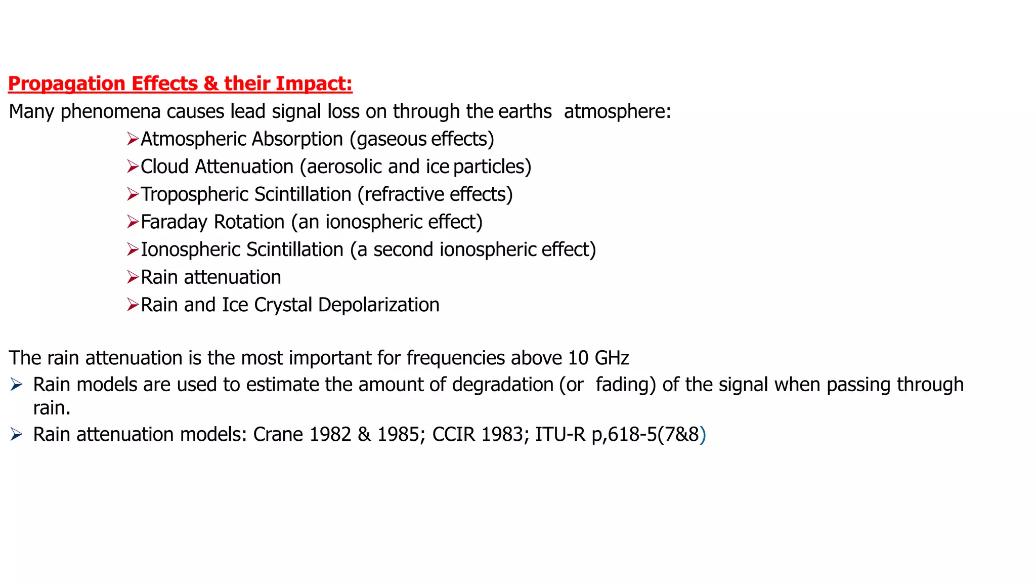 Propagation effects and their impact on satellite earth links | PDF