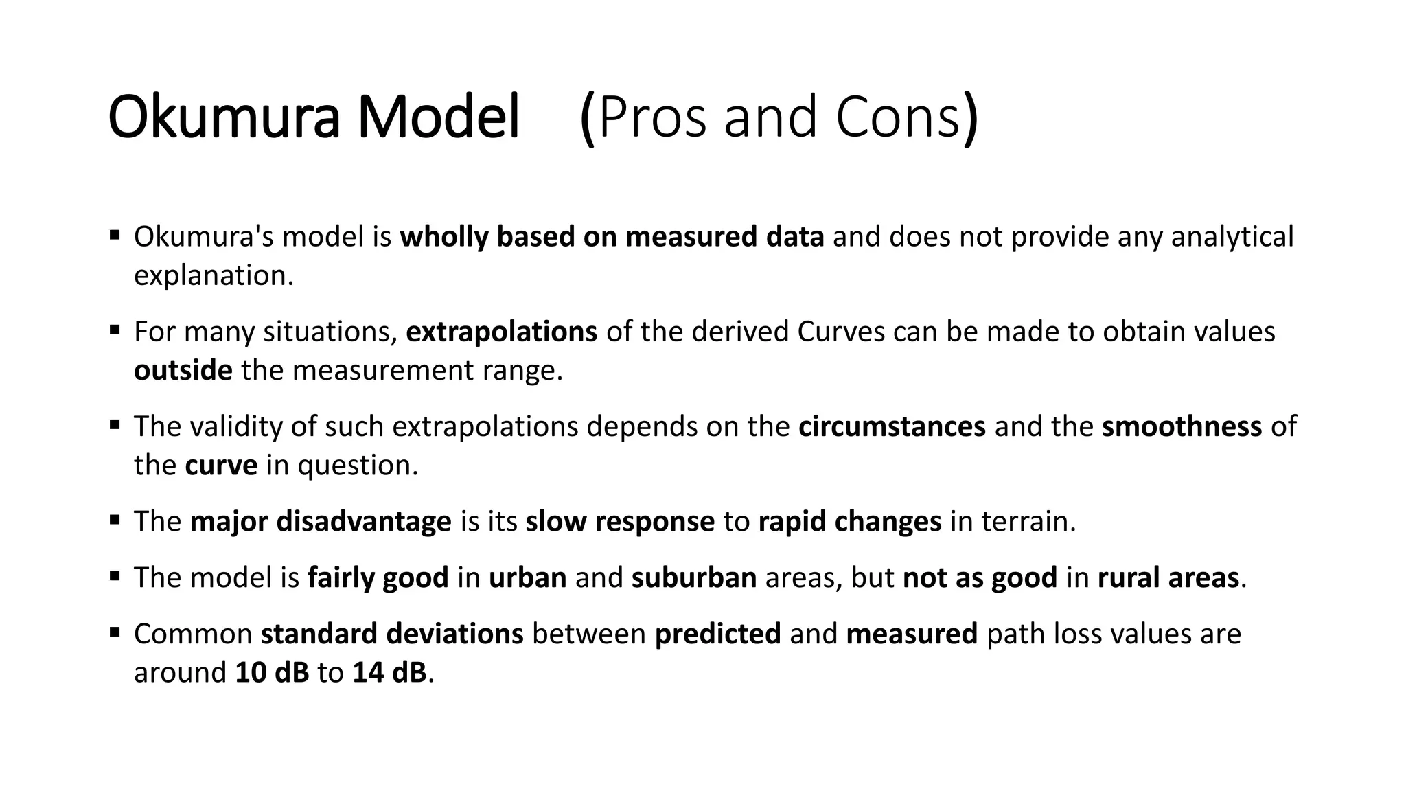 OKUMURA, HATA and COST231 Propagation Models | PPTX