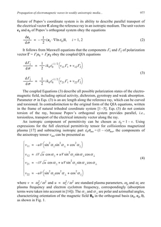 Propagation of electromagnetic waves in weak anisotropic medum | PDF