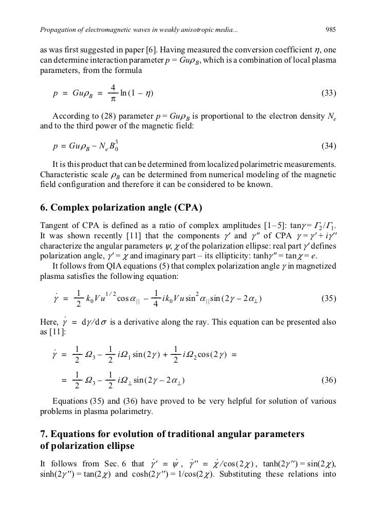 Propagation of electromagnetic waves in weak anisotropic medum