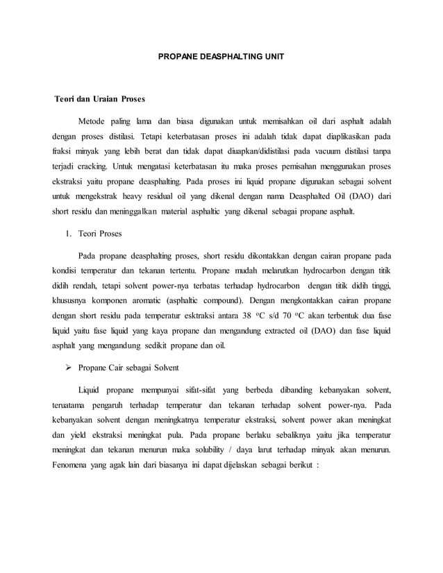 Propane deasphalting unit | PDF