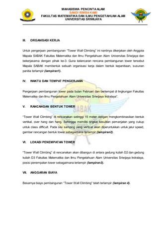 Proposal Pembuatan Tower Wall Climbing | DOCX