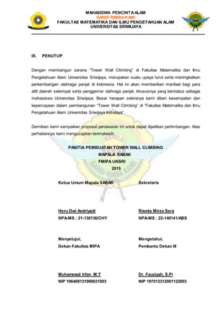 Proposal Pembuatan Tower Wall Climbing | DOCX