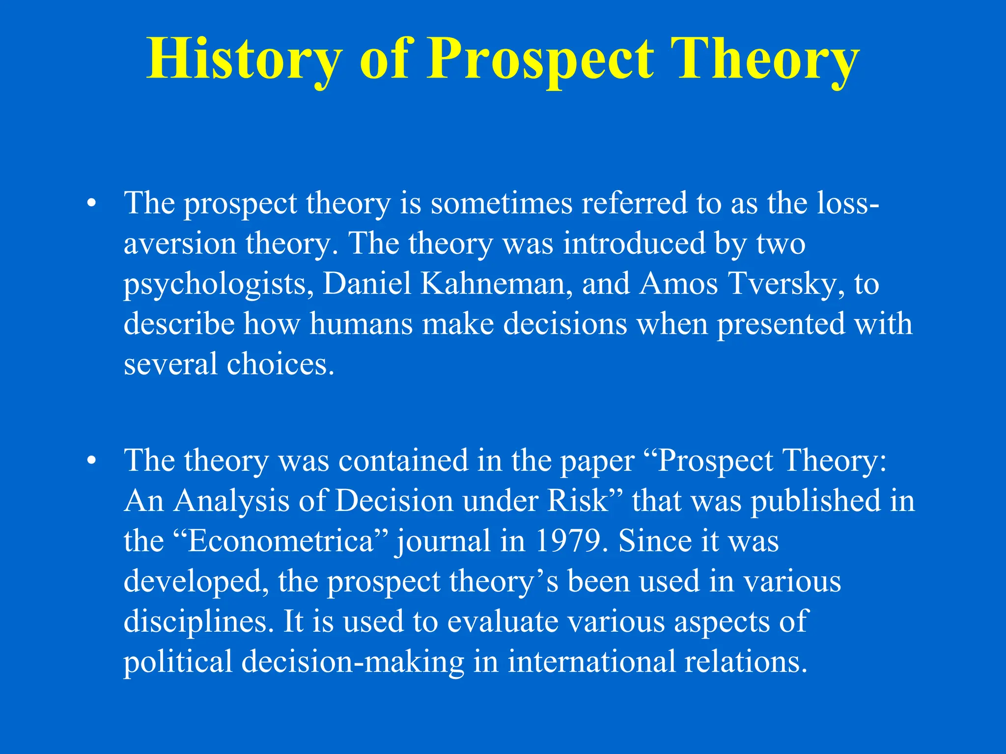 Propect Theory behavioral finance rik averse | PPT