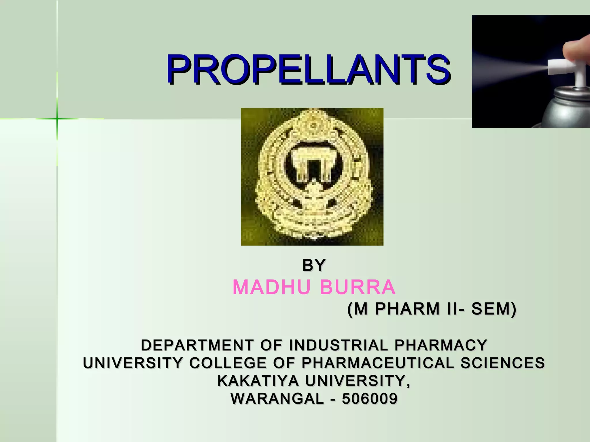 Propellants in-pharmaceutical-aerosols | PPT