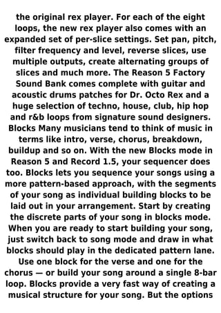 Propellerhead reason 5 [old version] | PDF