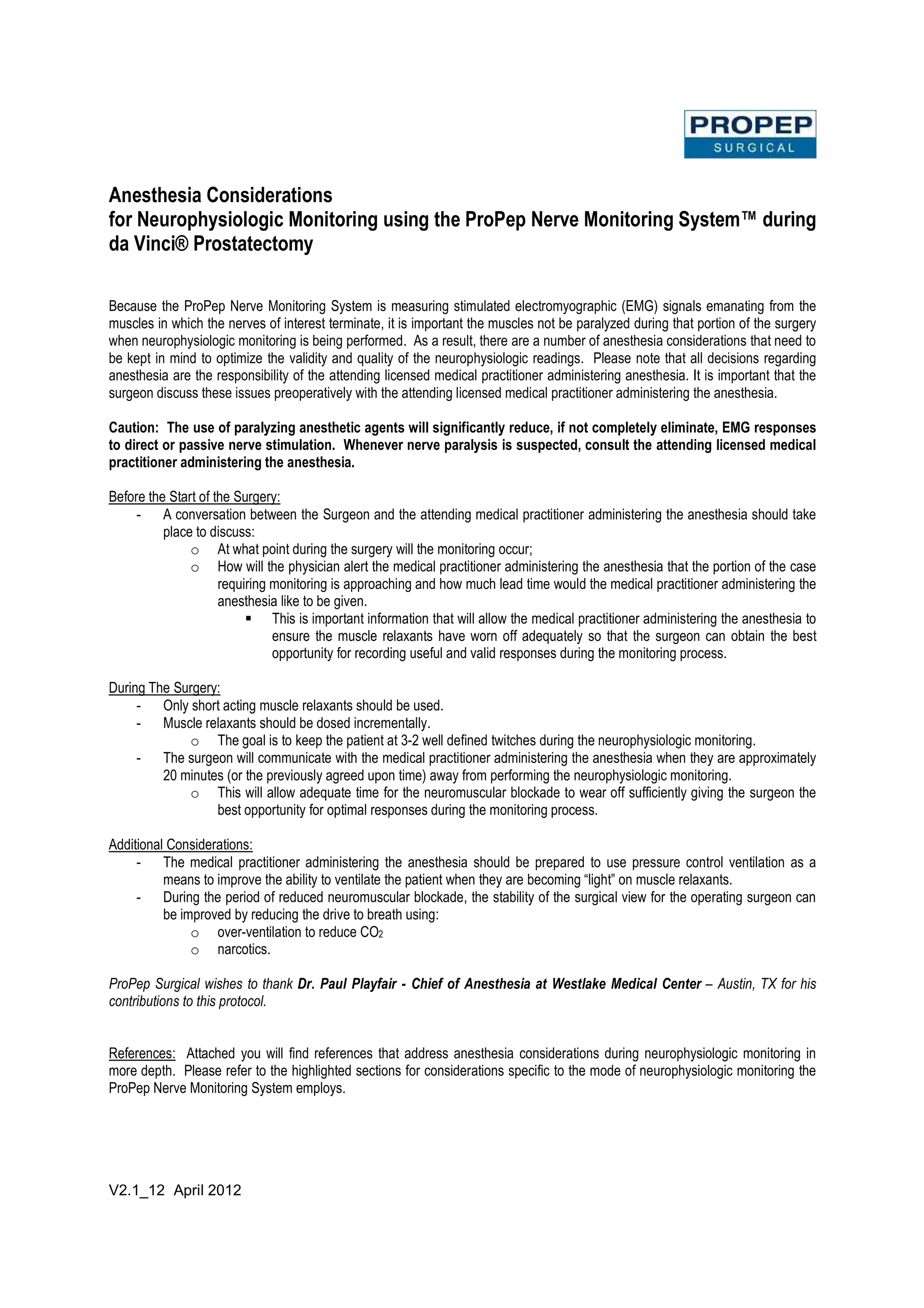 Intraoperative Neurophysiological Monitoring | PDF