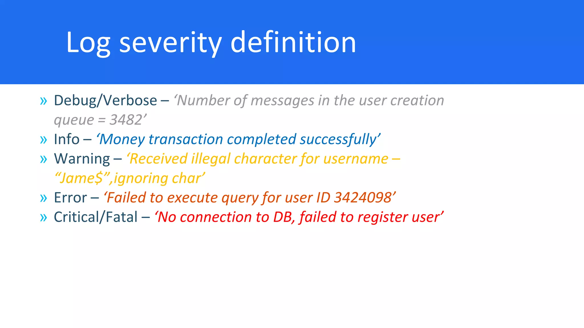 Production debugging & Logging | PPT