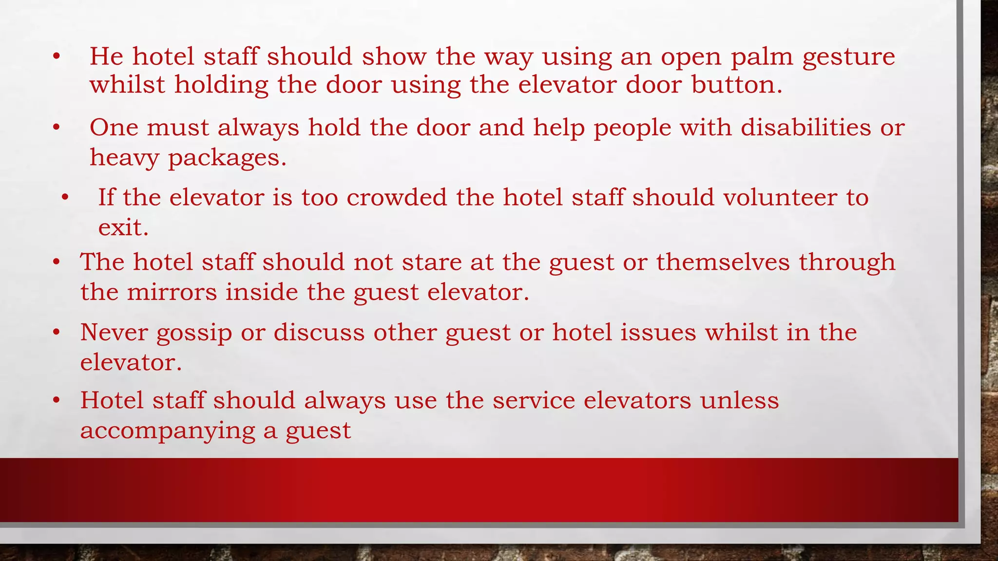Proper etiquette and manners (Hotel Employee) | PPTX
