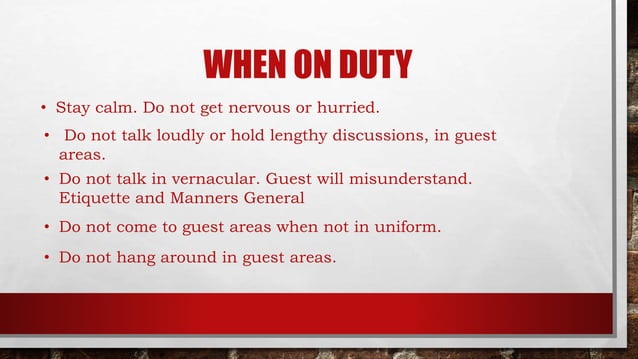 Proper etiquette and manners (Hotel Employee) | PPTX | Hotels and ...