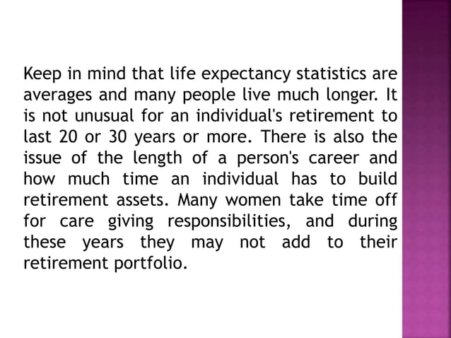 Proper financial planning critical for women | PPT