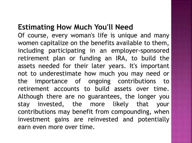 Proper financial planning critical for women | PPT