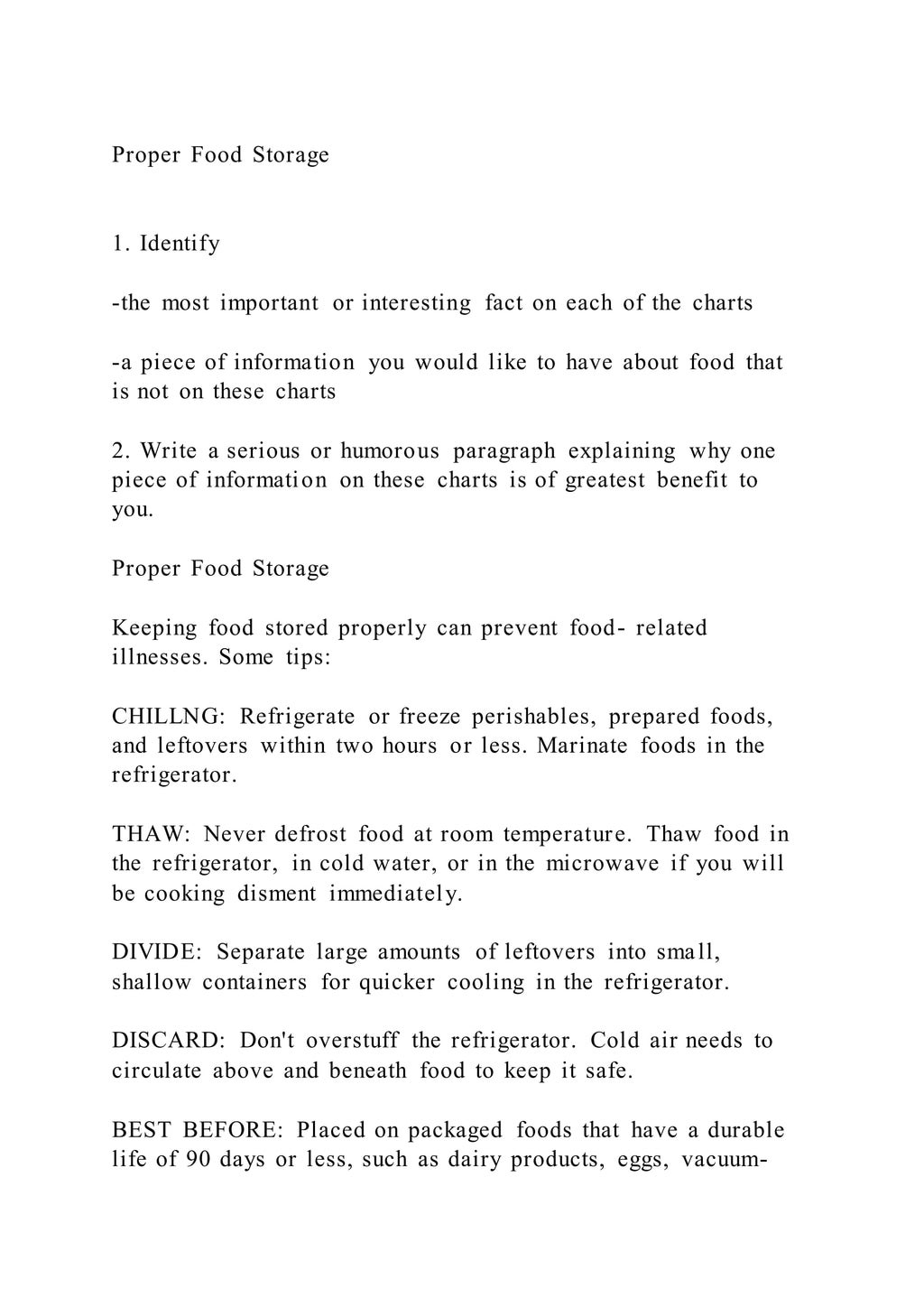 Proper Food Storage1. Identify -the most important or inte | PDF