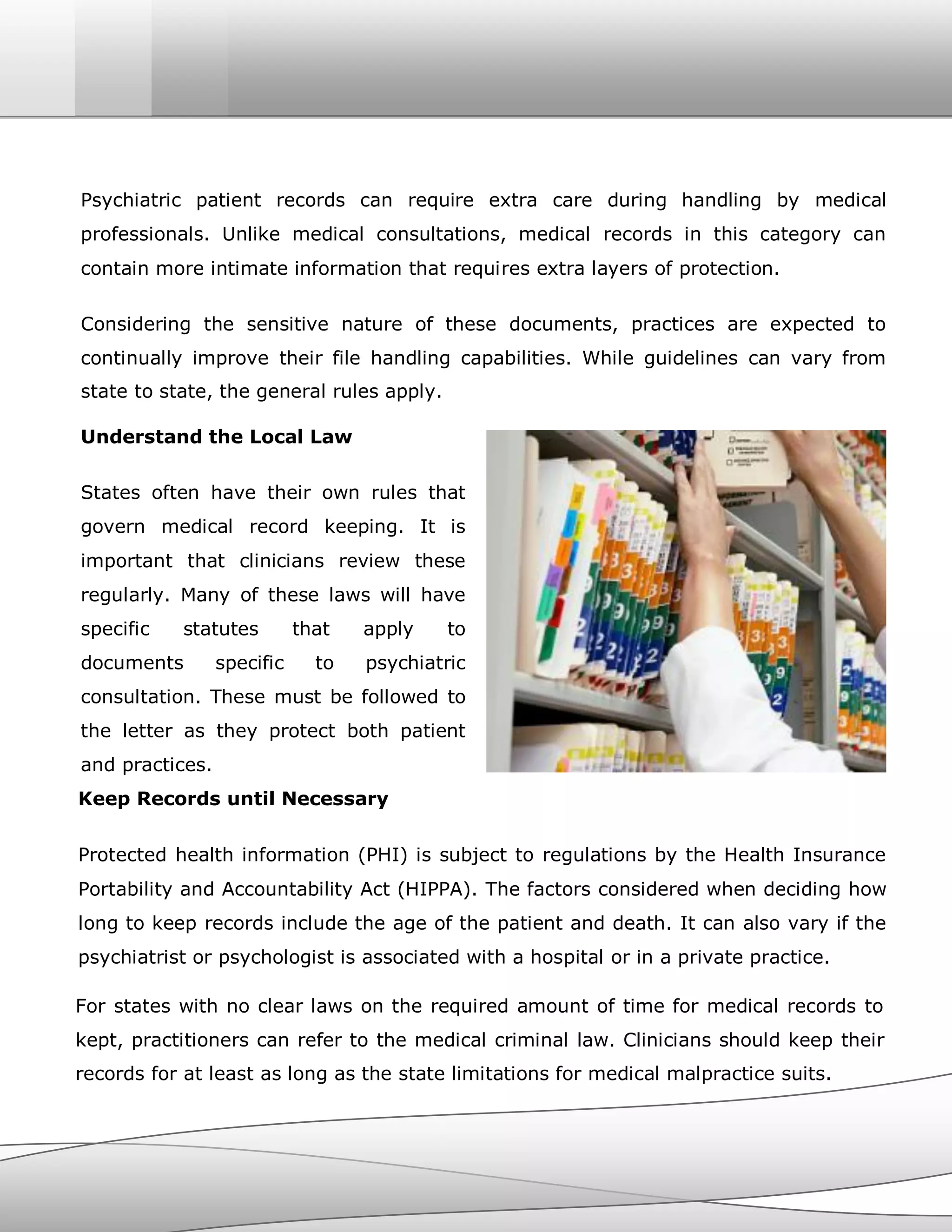 Proper handling of psychiatric patients’ medical records | PDF