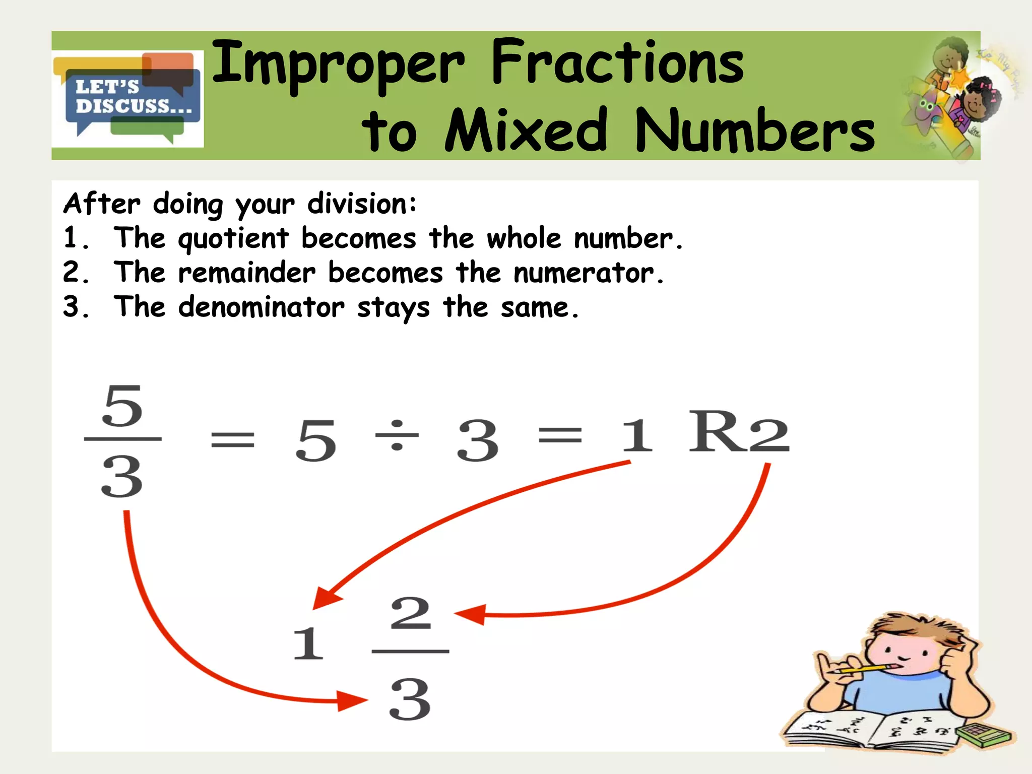 Proper; Improper & Mixed Number Fractions | PDF