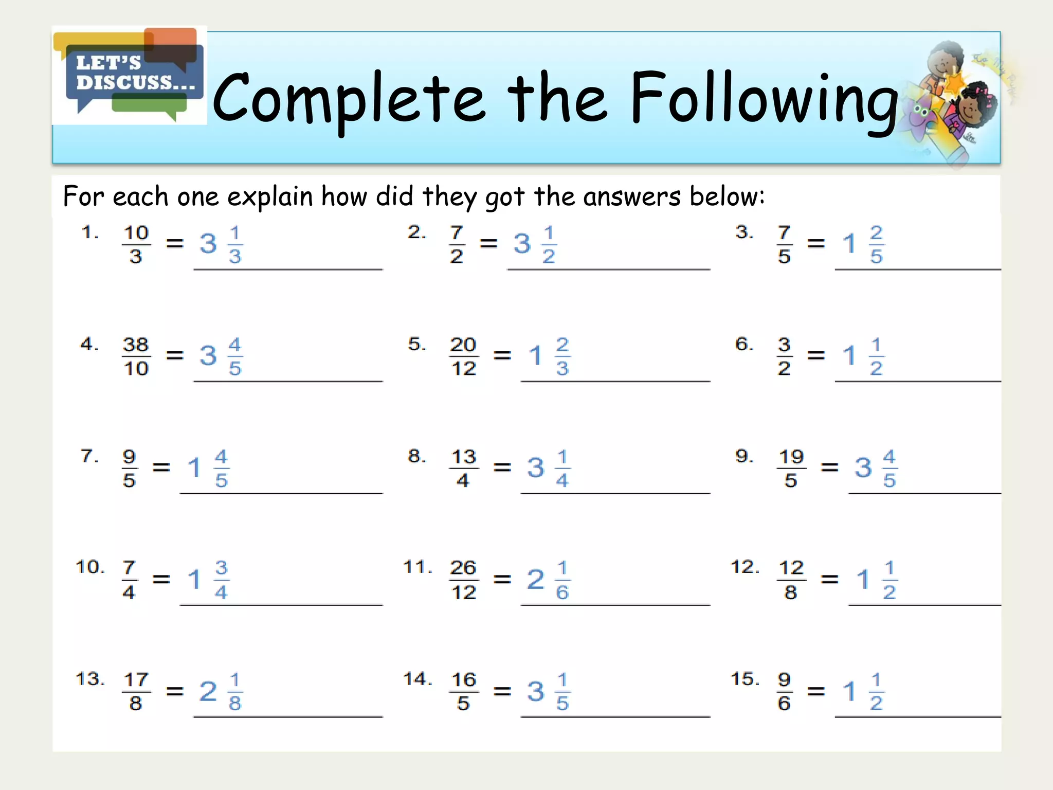 Proper; Improper & Mixed Number Fractions | PDF