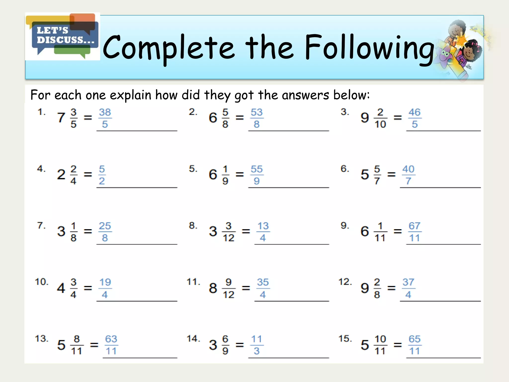 Proper; Improper & Mixed Number Fractions | PDF