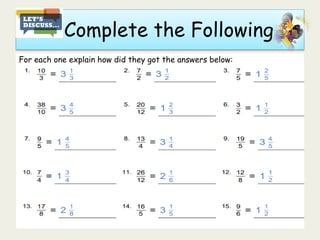 Proper; Improper & Mixed Number Fractions | PDF | Food & Drink