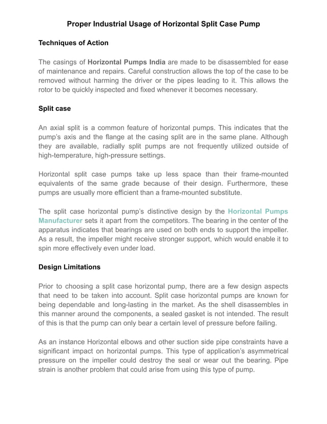 Proper Industrial Usage of Horizontal Split Case Pump | PDF