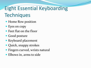 Proper Keyboarding Techniques | PPTX