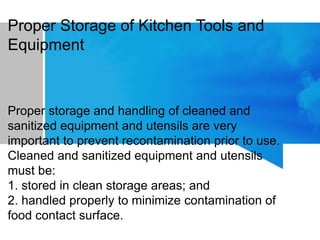 Proper storage of kitchen tools and equipment | PPT