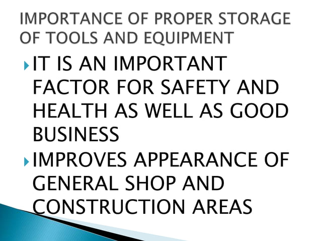 PROPER STORAGE OF TOOLS AND EQUIPMENT.pptx | Sports Equipment | Sports