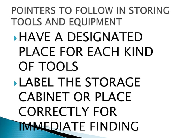 PROPER STORAGE OF TOOLS AND EQUIPMENT.pptx | Sports Equipment | Sports