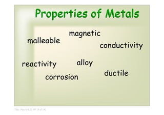 Lesson 13: Propertes of Metals, etc. | PDF