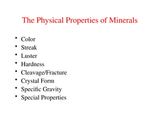 CLASSIFICATION OF ROCKS AND PROPERTIES OF MINERALS | PPT