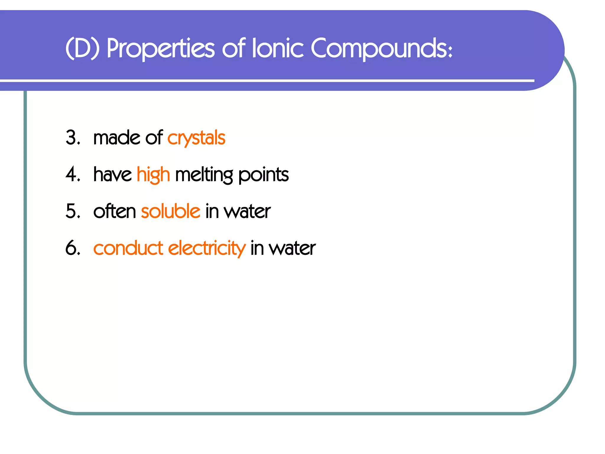 Properties of Compounds - Ionic, Covalent and Metallic | PPS
