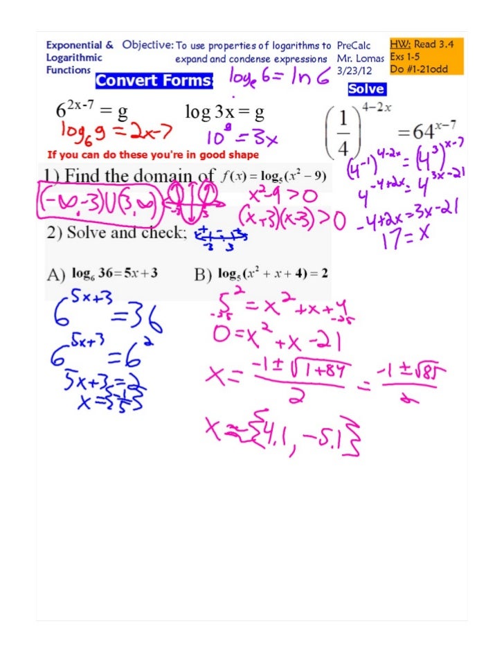 expanding logarithms