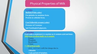 Milk, Physical Properties and milk fat | PPTX