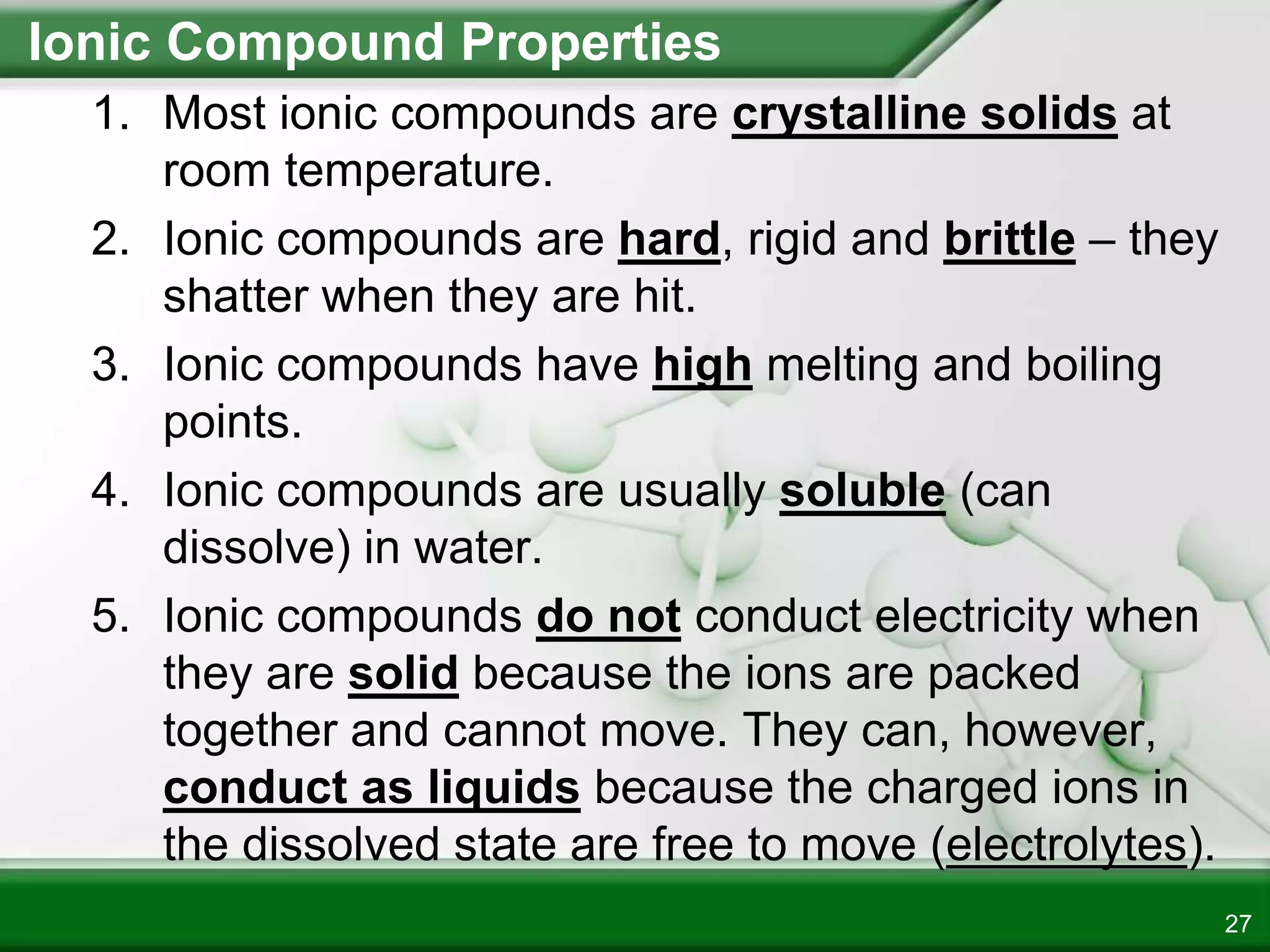 Properties and Formation of Ionic Compounds Powerpoint | PPTX