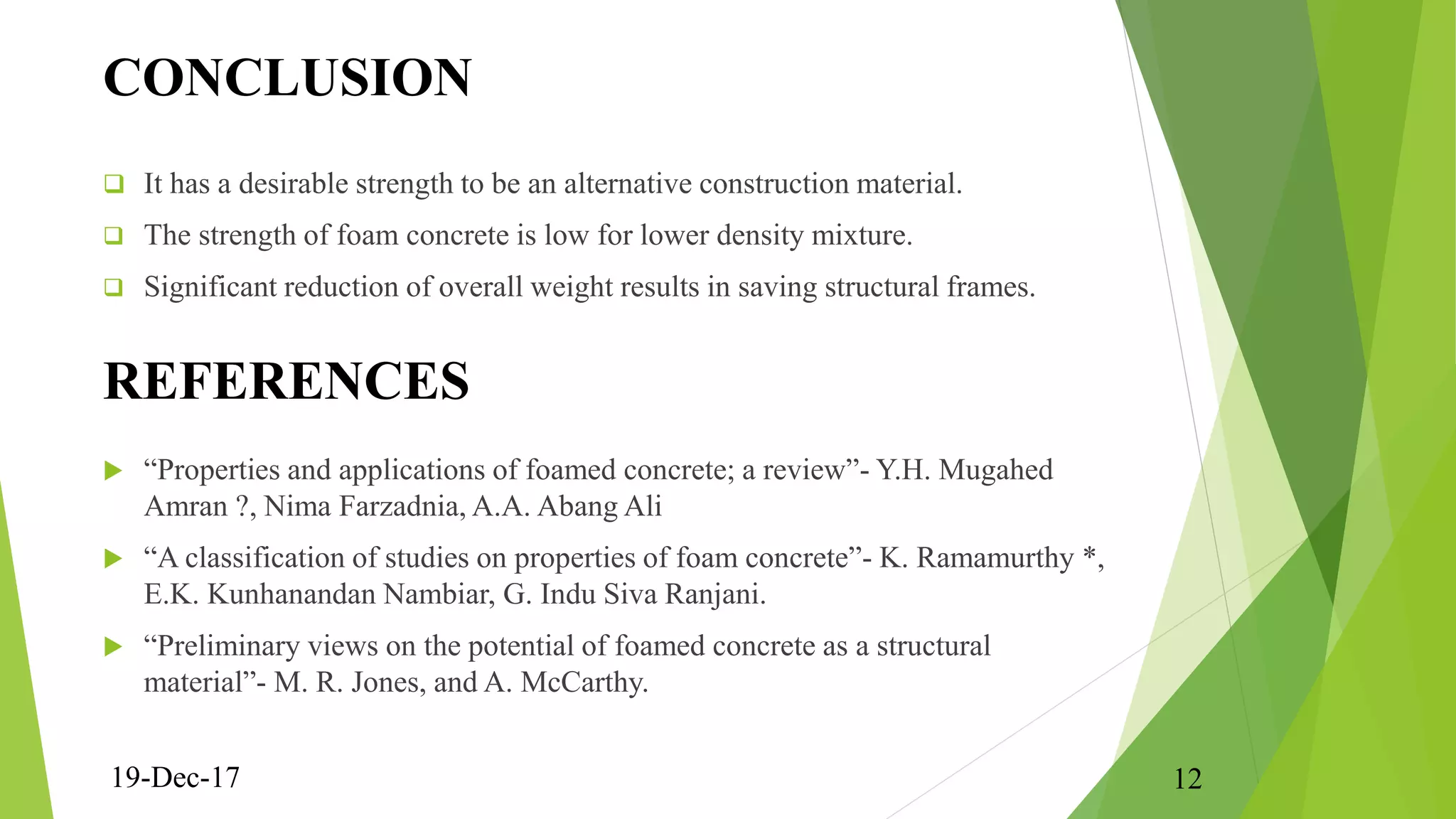 Foam Concrete(properties&applications) | PDF