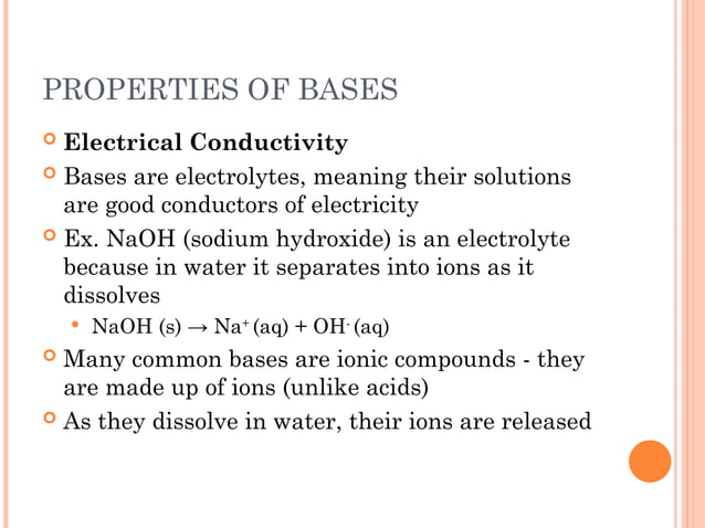 Properties of Acids and Bases and its chemical reaction | PPT | Chemistry | Science