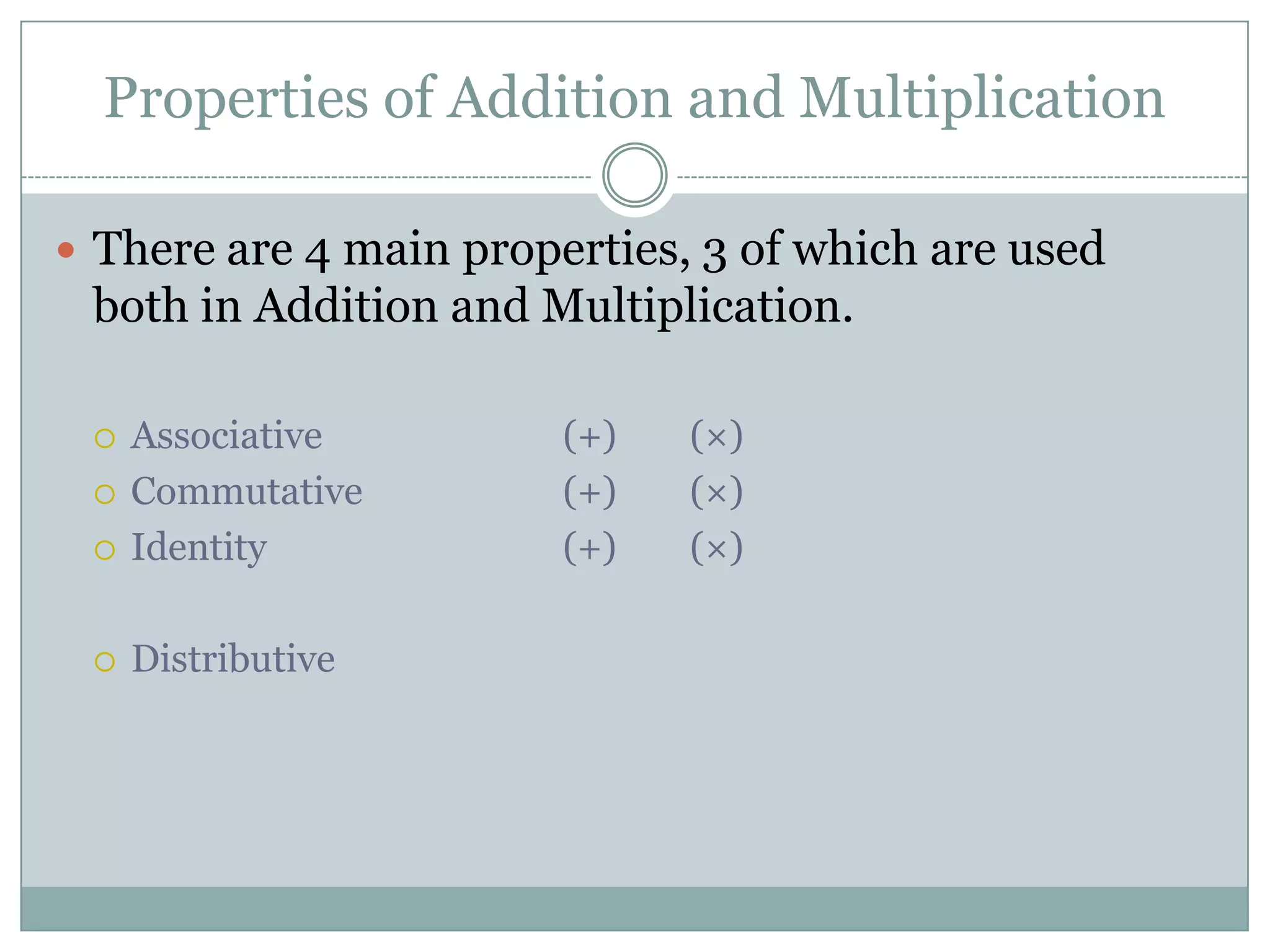 Properties of addition and multiplication | PPTX