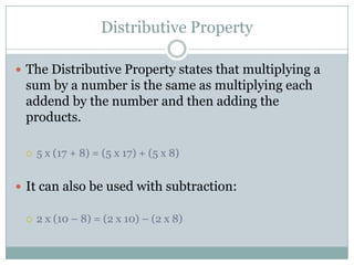 Properties of addition and multiplication | PPTX