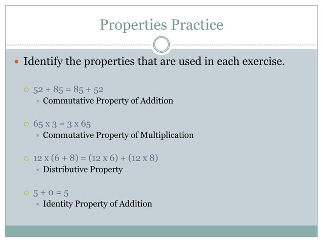 Properties of addition and multiplication | PPTX