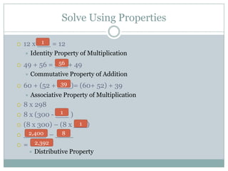 Properties of addition and multiplication | PPT