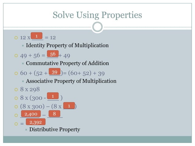 Properties of addition and multiplication | PPTX