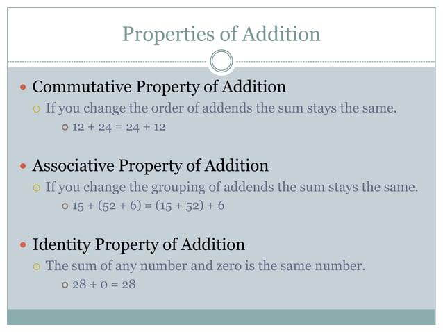 Properties of addition and multiplication