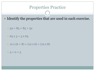 Properties of addition and multiplication | PPT