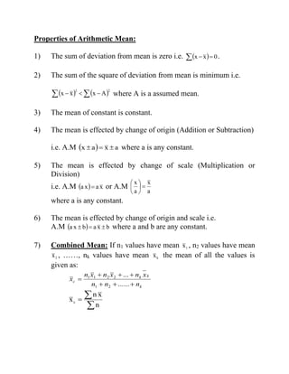 Properties of arithmetic mean | PDF