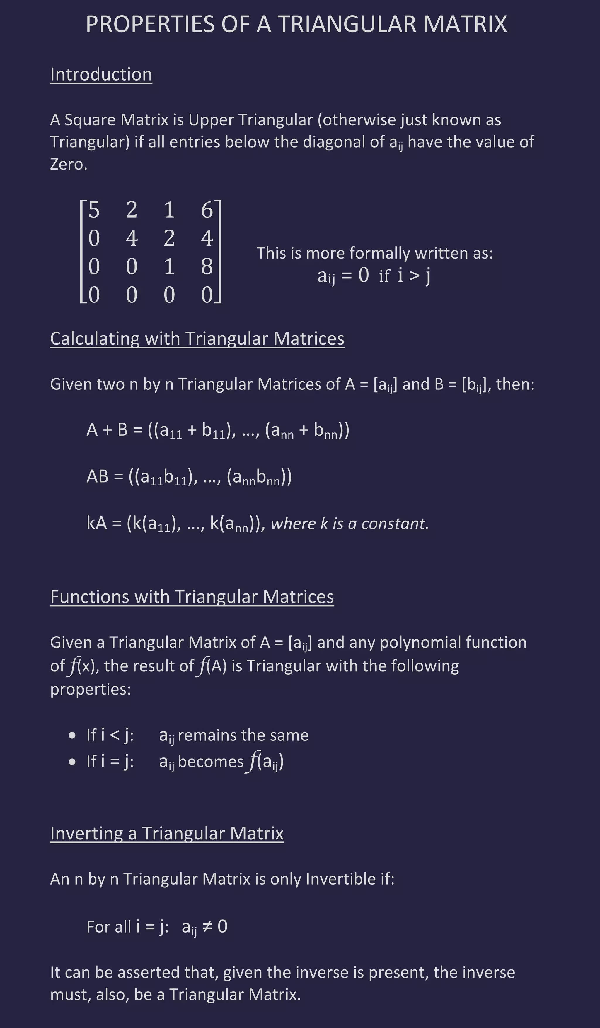 Properties Of A Triangular Matrix | Pdf