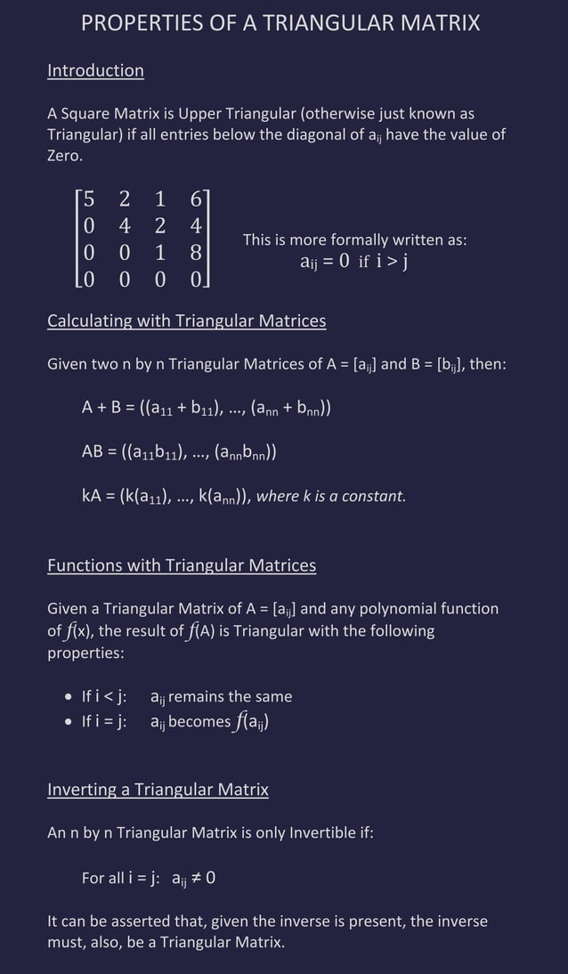 Properties of a Triangular Matrix | PDF Properties of a Triangular Matrix | PDF