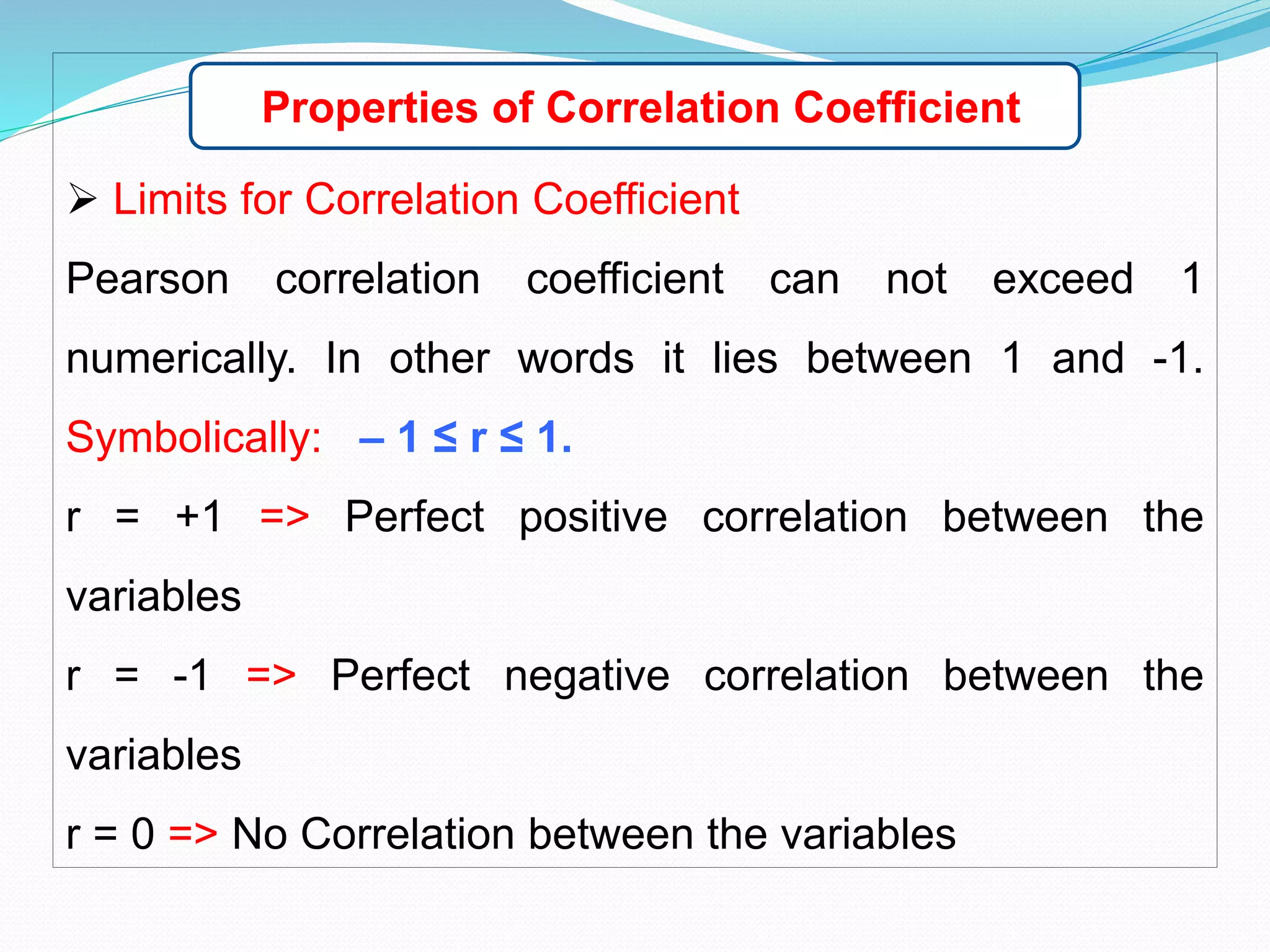 Properties of correlation coefficient | PPTX
