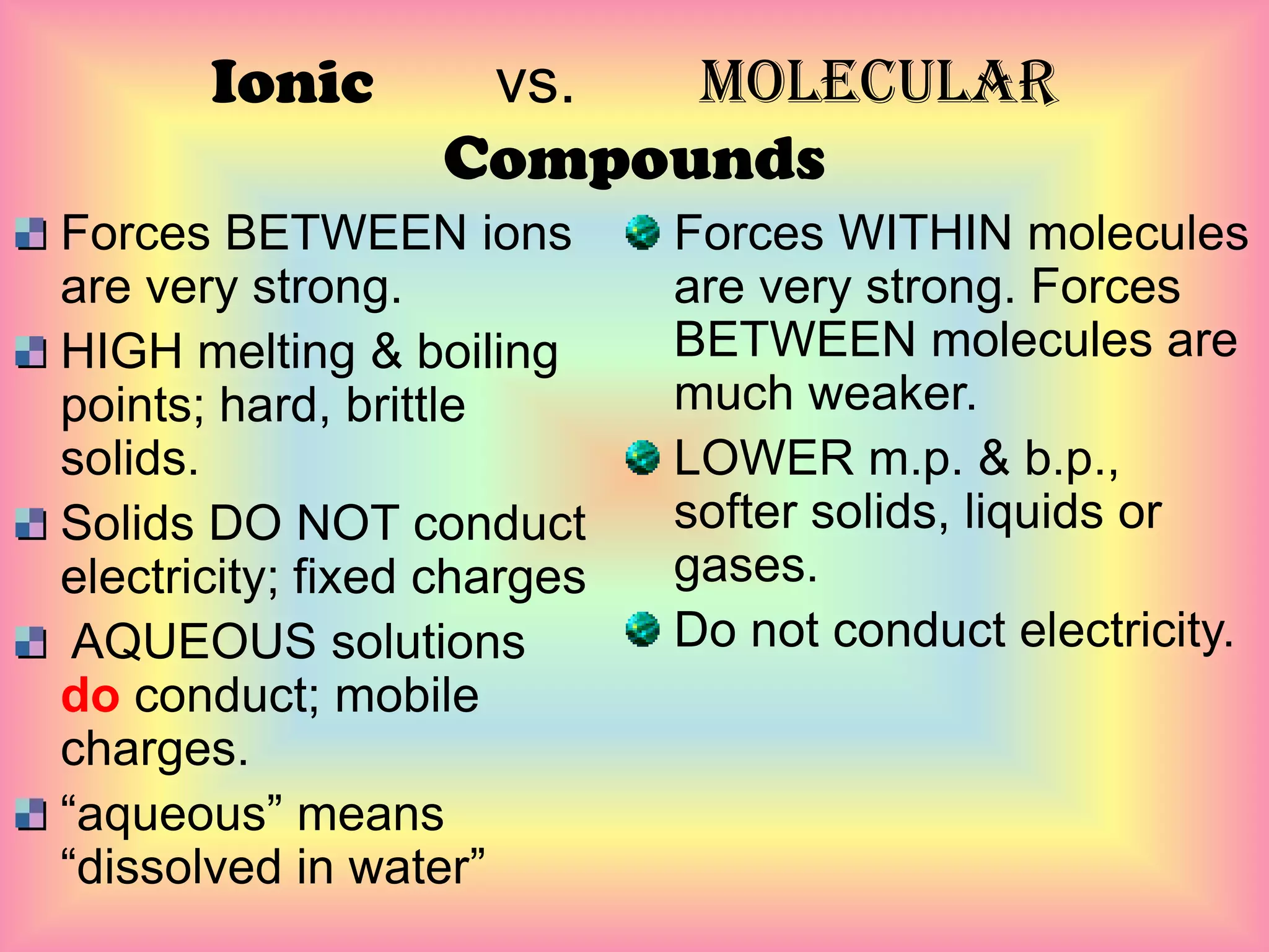 Properties of covalent substances, metals and ionic compounds | PPT