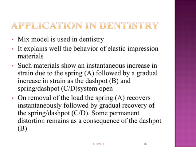 Viscoelastic and Elastic Properties of dental materials dashpot and ...