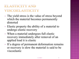 Viscoelastic and Elastic Properties of dental materials dashpot and ...