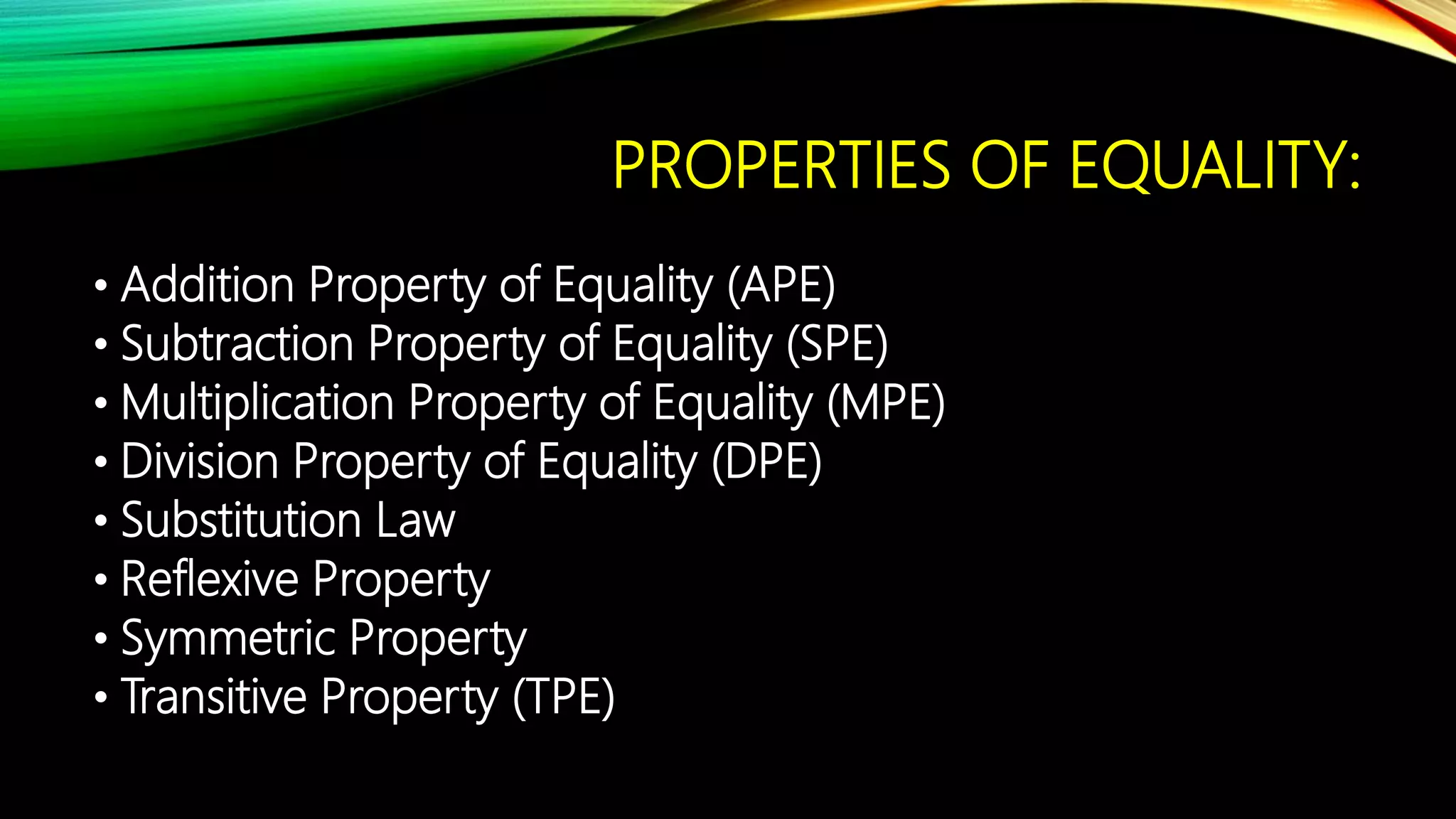 Properties of equality | PPTX